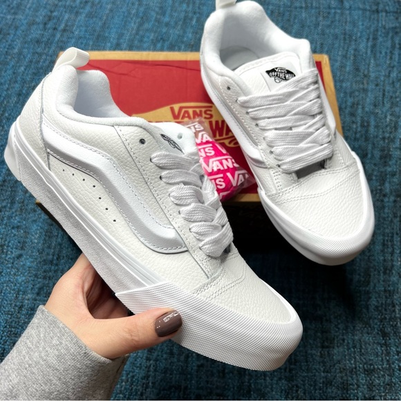 Vans | Shoes | Vans Knu Skool Fat Tongue Leather Sneakers In Triple ...